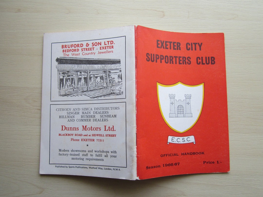 1966-67 Exeter City Football Supporters Club Handbook Yearbook Annual ...