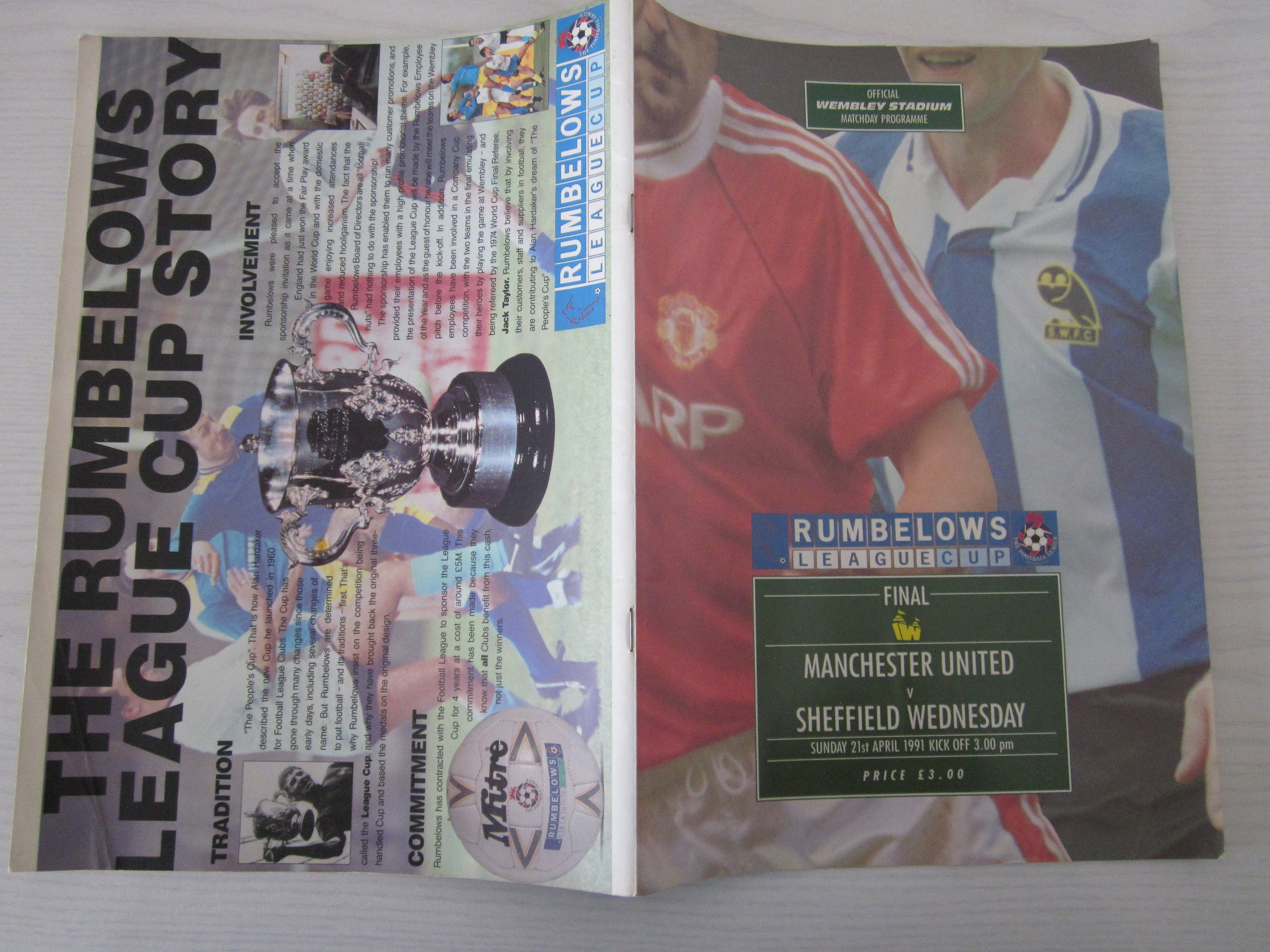 1991 Manchester United V Sheffield Wednesday Football League Rumbelows ...