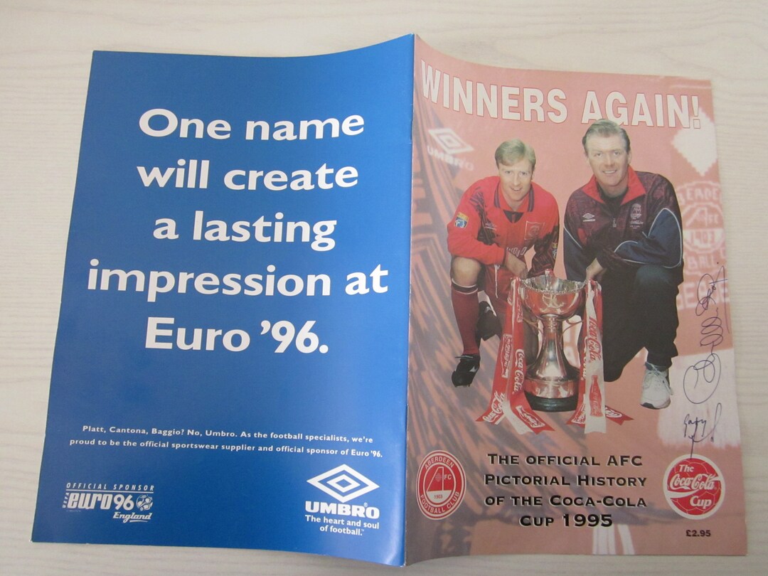 1995 Aberdeen Football Club Hand Signed Winning Coca Cola Cup Etsy