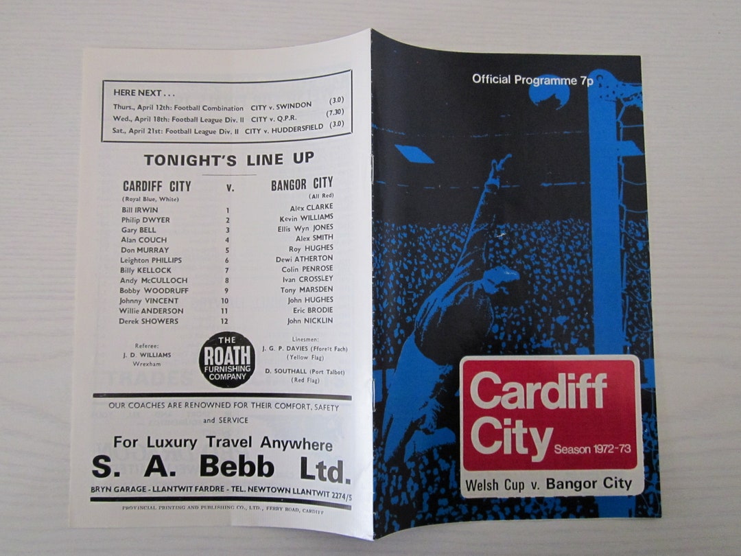 1972-73 Cardiff City V Bangor City Welsh Cup Final Football Match ...
