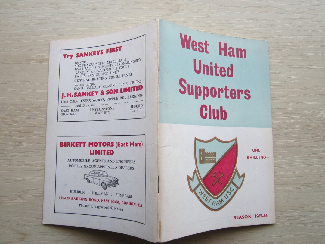 1965-66 West Ham United Football Supporters Club Handbook, Yearbook ...