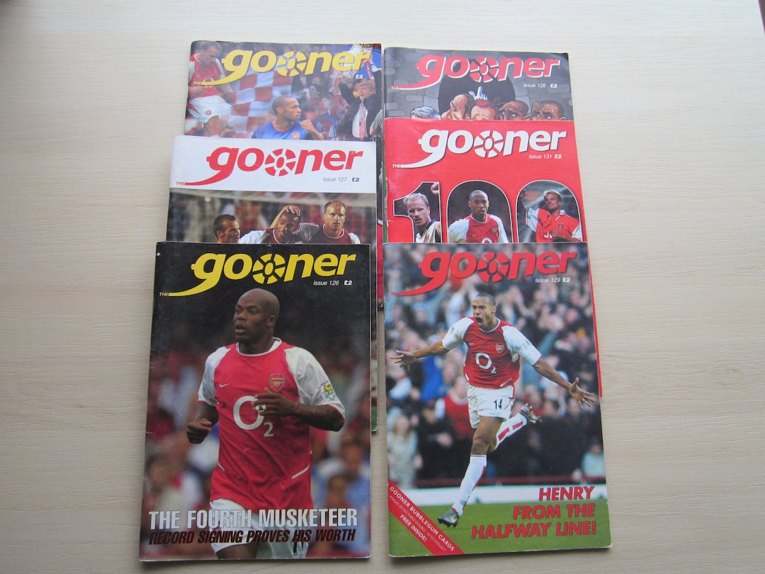 2002 SIX Original the Gooner arsenal Fanzine Magazines, Handbook ...