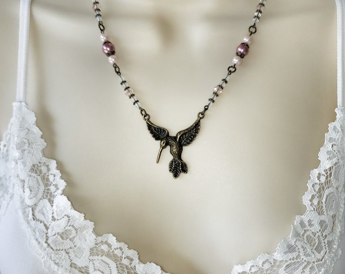 Beautiful Handmade Hummingbird Necklace With Czech Glass Beads and ...