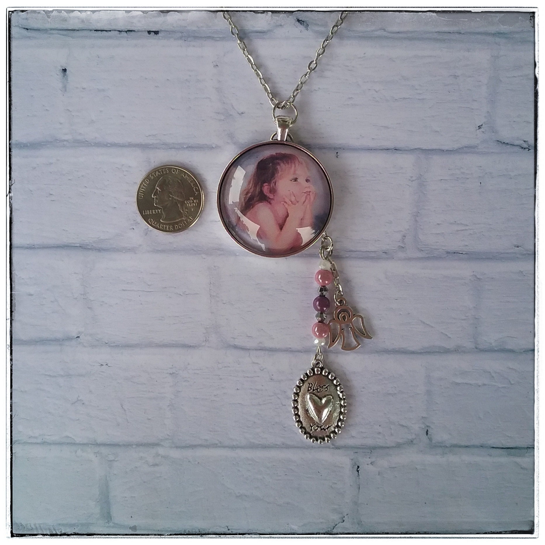 Beautiful Little Girl Angel Necklace With Heart Charm - Etsy