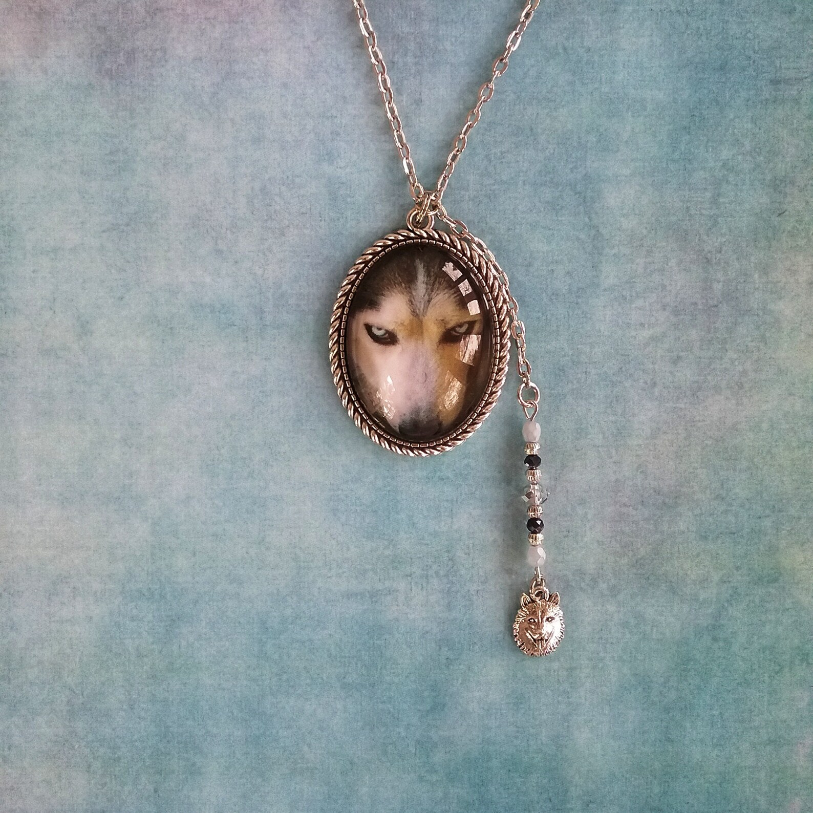 Siberian Husky Glass Pendant Necklace With Husky Charm and | Etsy