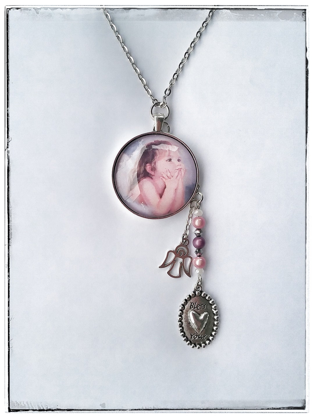 Beautiful Little Girl Angel Necklace With Heart Charm - Etsy