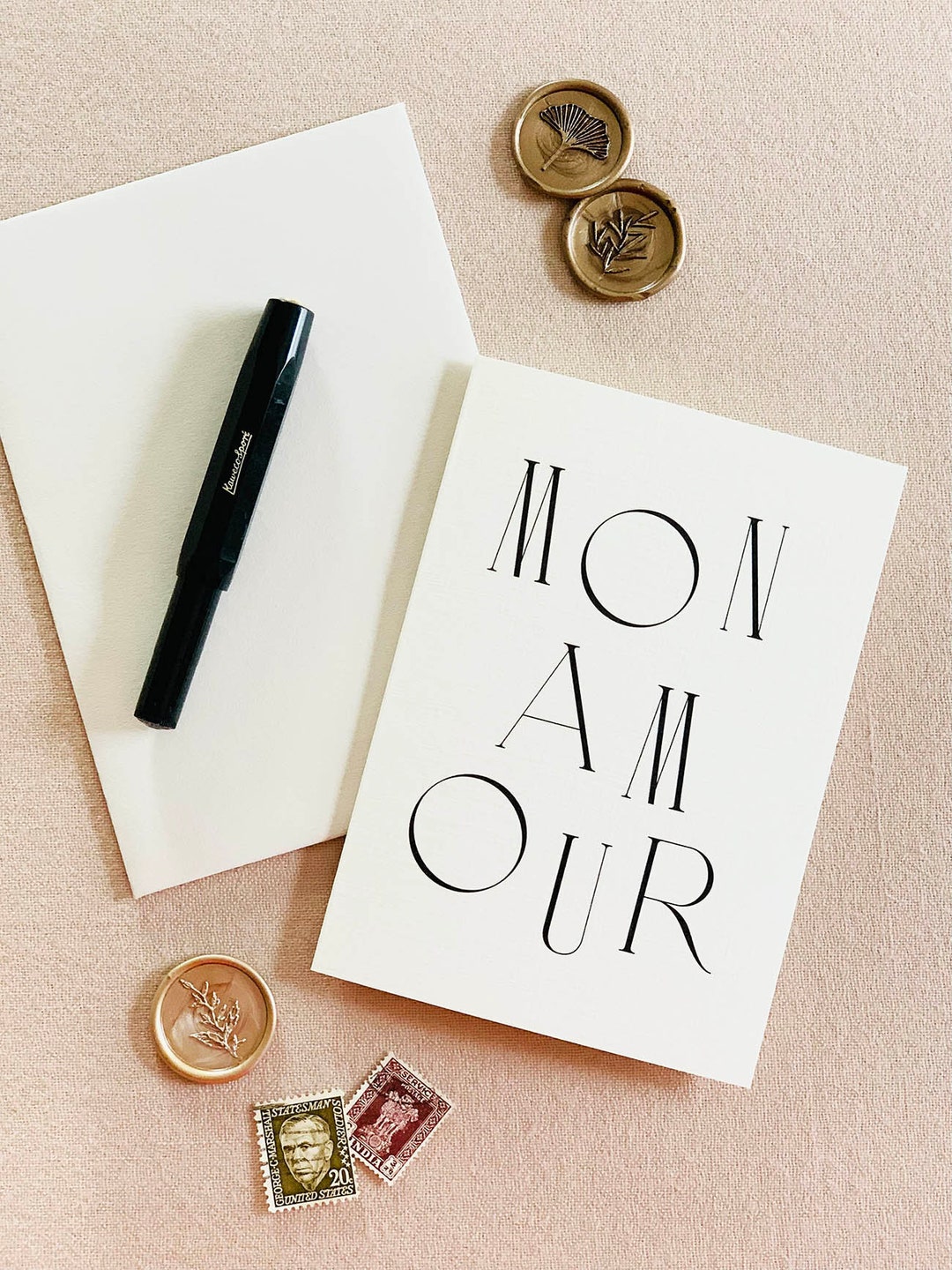 Mon Amour Typography Card - Etsy