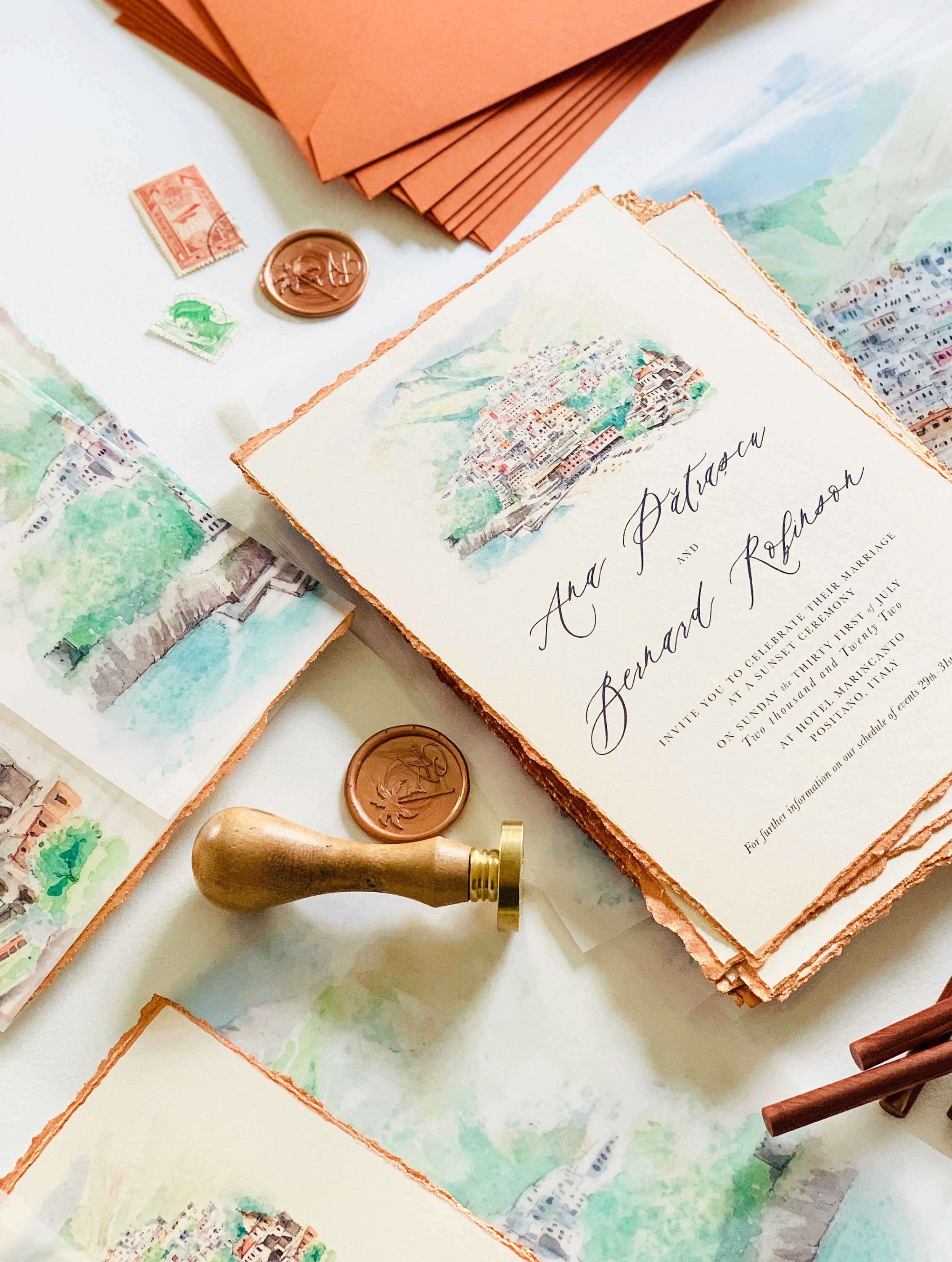 Positano Sunset Wedding Stationery Sample Pack - Etsy