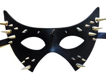 Unixes Silver Studded Leather Face Mask Tree Spike Zipper - Etsy