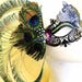 Peridot Green Theme Masquerade Mask With Peacock Feathers, Womens ...