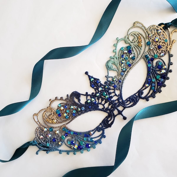 Masquerade Turquoise Mask - Etsy