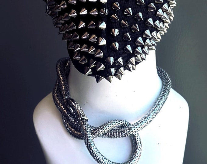 Gold Spike Full Face Mask Snake Jeweled Over the Head Mask Black ...