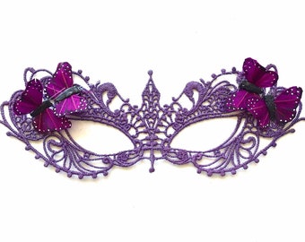 Dark Purple Girls Masquerade Ball Feather Party Mask Pair - Etsy