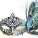 Navy Masquerade Mask Women, Navy Blue Peacock Feather Mask, Navy Blue ...