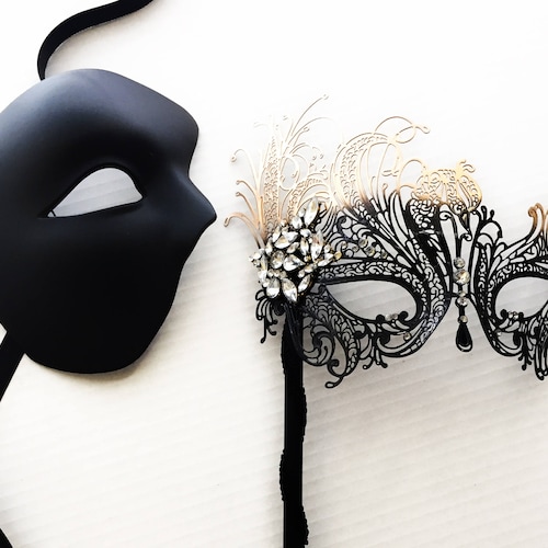 Men's Masquerade Mask Gold and Black - Etsy