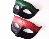 Red Green Theme Masquerade Mask for Men Christmas Party Masks | Etsy