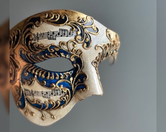 Blue Half Face Phantom Masquerade Mask - Etsy
