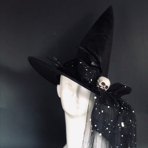 Black Witch Hat Halloween Witchcraft Hat Wizard Hat Sorcerer Hat ...