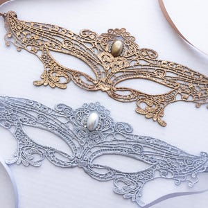 PEARL Lace Mask, Gold Silver Lace Masquerade Mask, Womens Mask, Gold ...