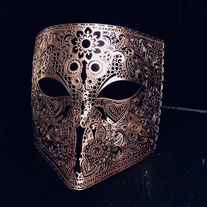 Gold Masquerade Mask Men Bauta Mask Full Face Metal Mask Halloween Mask ...