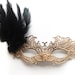 Feather Lace Mask, Gold Masquerade Mask Black Feathers, Stunning Simple ...