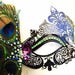 Peridot Green Theme Masquerade Mask With Peacock Feathers, Womens ...