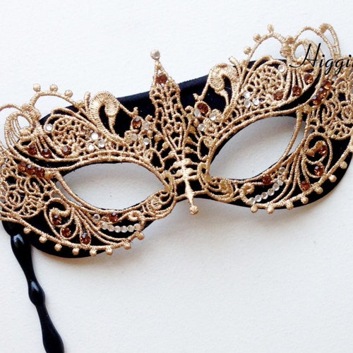 Handheld Masquerade Mask Stick Mask Women Black Mask on - Etsy
