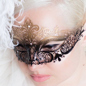 Gold Masquerade Mask Women Elegant Venetian Mask Weddings Prom Parties ...