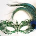Emerald Green Feather Mask Women Green Masquerade Mask Woman - Etsy