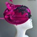 Magenta Velvet Fascinator Hat With Black Lace, Derby Hat for Women ...