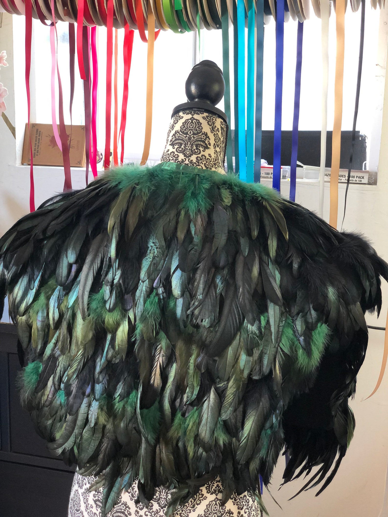 Green Feather Cape Bird Feather Vest Viking Warrior Cape Wicca Ritual ...