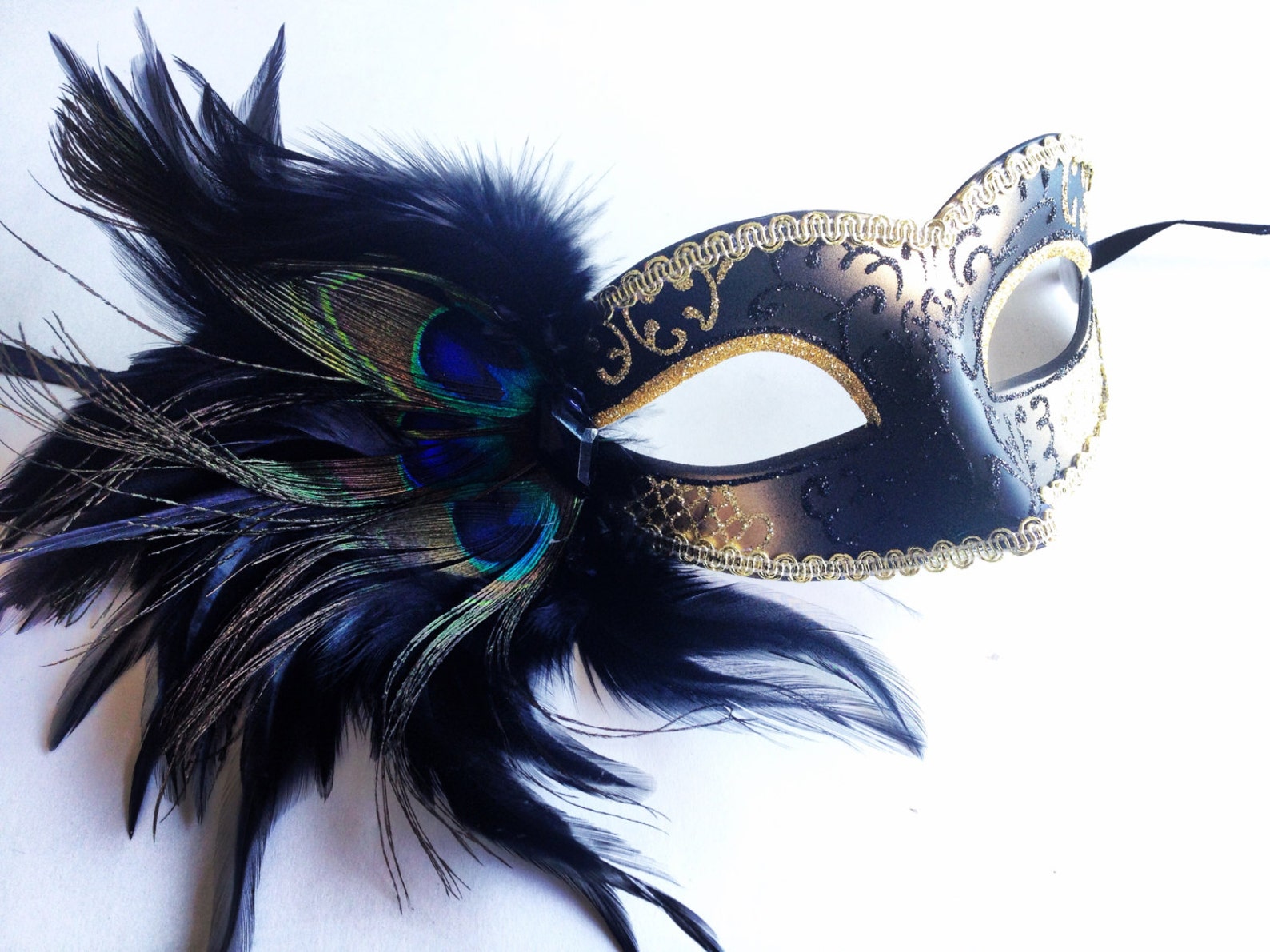 Venetian Peacock Feather Masquerade Costume Porm Wedding Party - Etsy