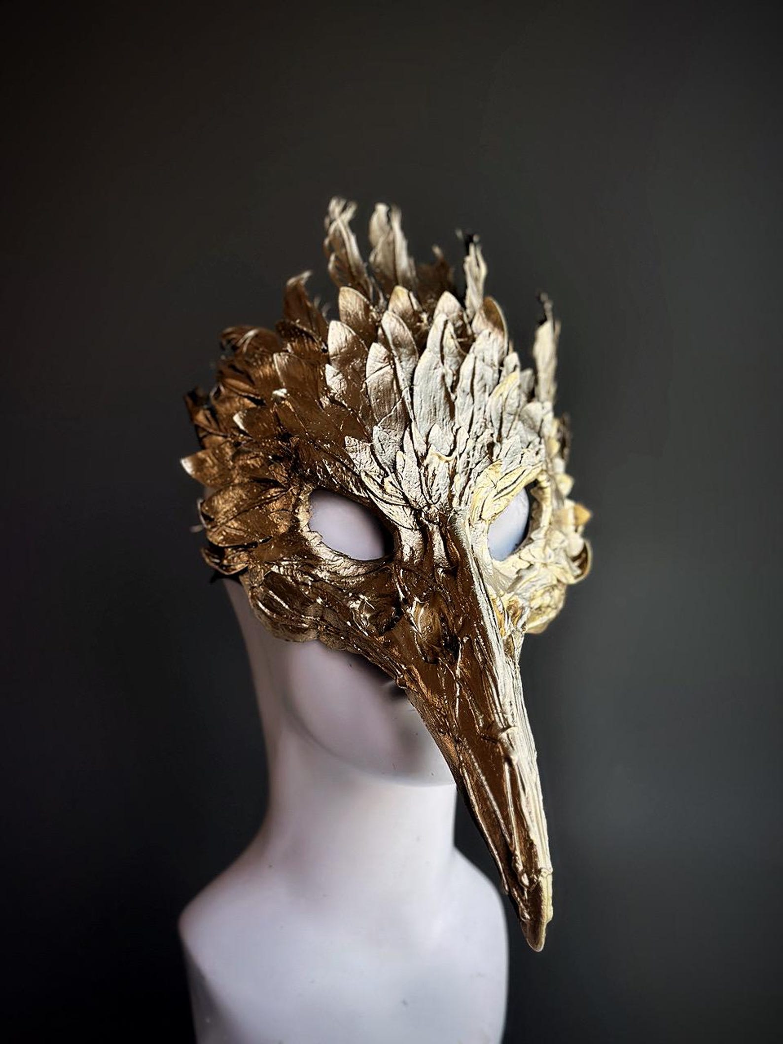 Gold Plague Doctor Masquerade Mask Raven Skull Crow Skull Feather Masks ...