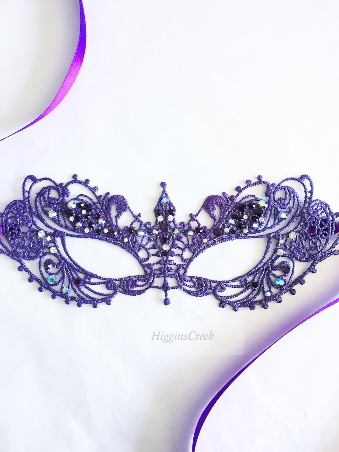 Purple Woman Masquerade Mask With Vibrant Shades of Purple Rhinestones ...