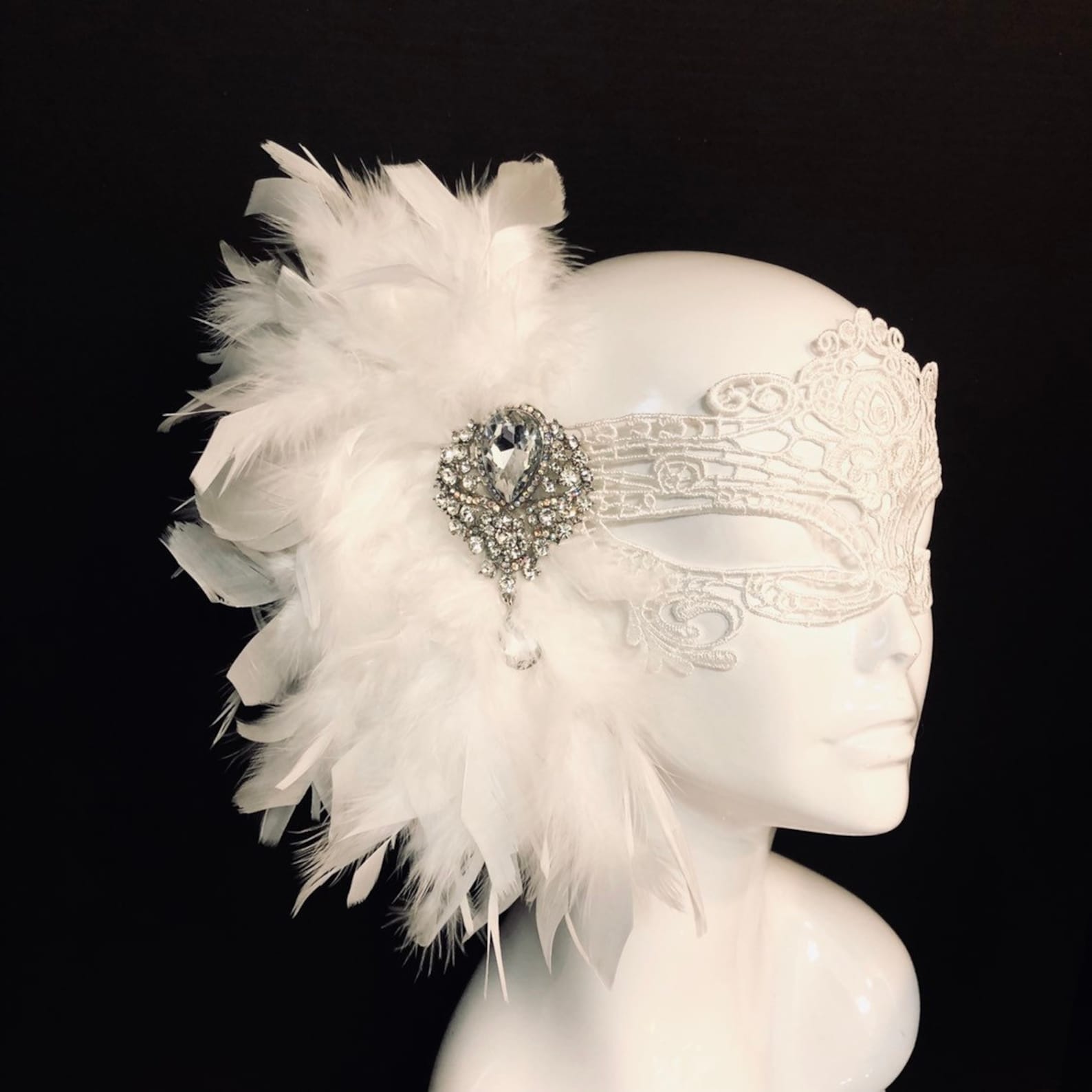 White masquerade Masks woman Diner en Blanc masks Wedding | Etsy