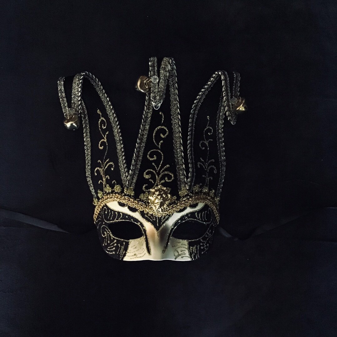 Gold Jester Mask, Mens Masquerade Mask, Venetian Joker Mask, Venetian ...