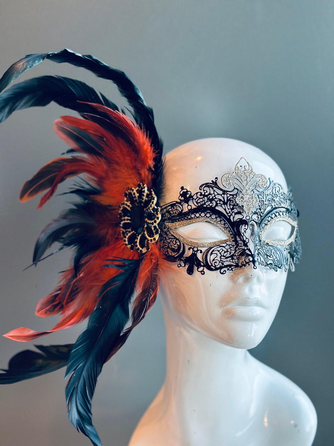 Burnt Orange Halloween Mask Women Masquerade Ball Mask - Etsy