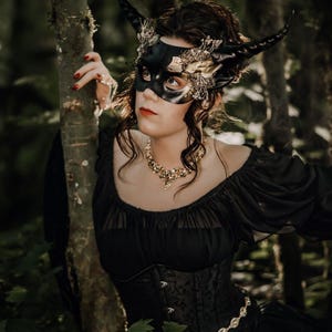 Enchanted Horn Masquerade Mask Women Forest Mask Lavender Fantasy Masquerades Horned Halloween ...