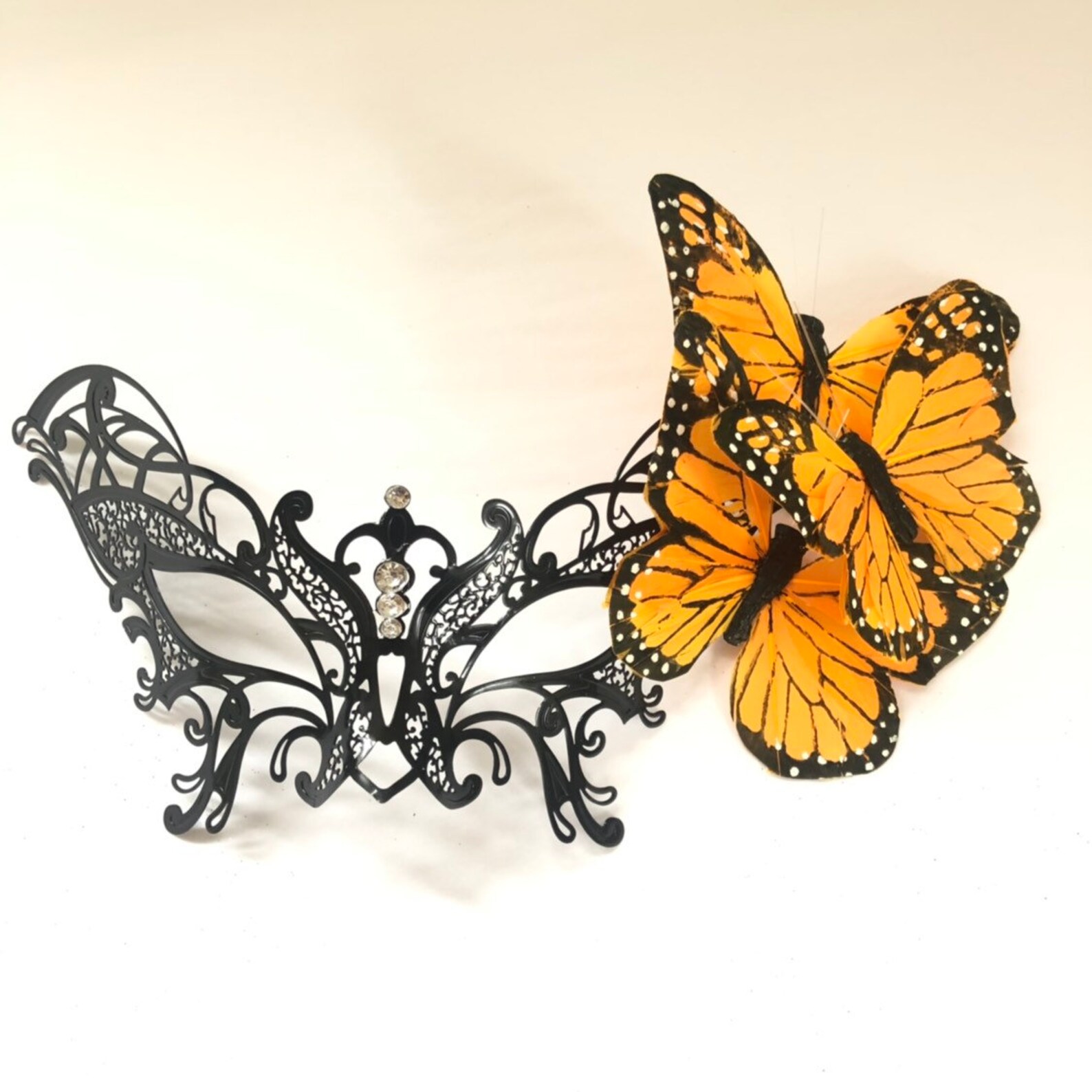 Masquerade Mask With Butterflies Black Metal Mask Butterfly - Etsy
