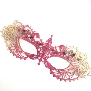 Pink Womens Masquerade Mask Pink Lace Mask Masquerade Gala Venetian ...