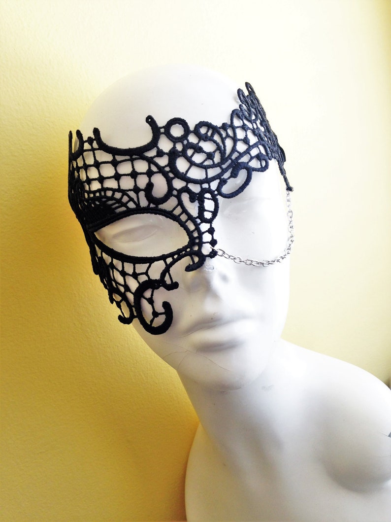 Masquerade Mask With Chains Half Face Masquerade Mask Mardi - Etsy