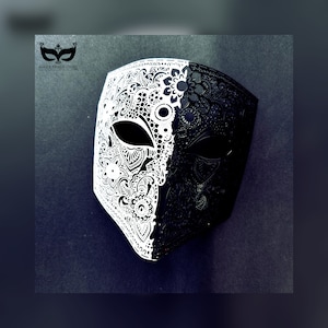 Red and Black Two Tone Full Face Mens Masquerade Mask Halloween Mask ...