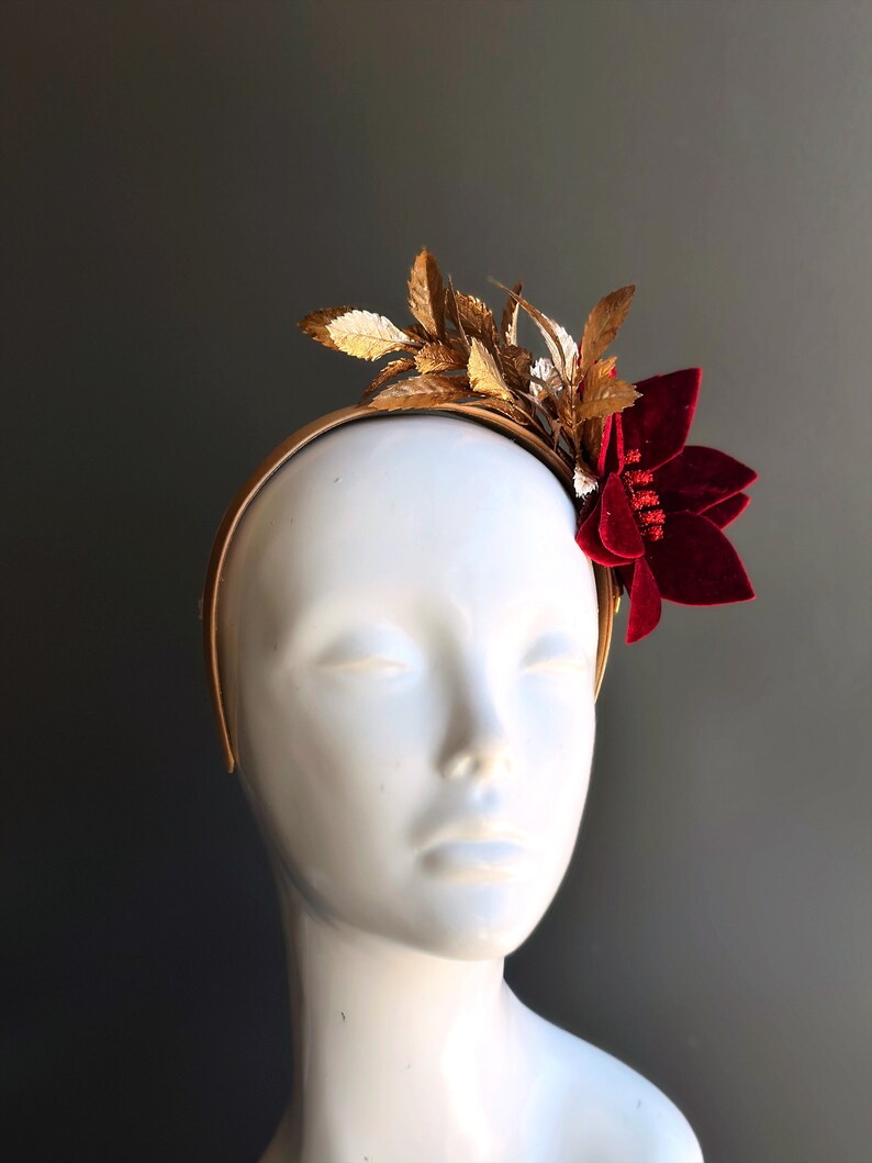Poinsettia Headband, Christmas Headpiece, Floral Headpiece, Flower ...