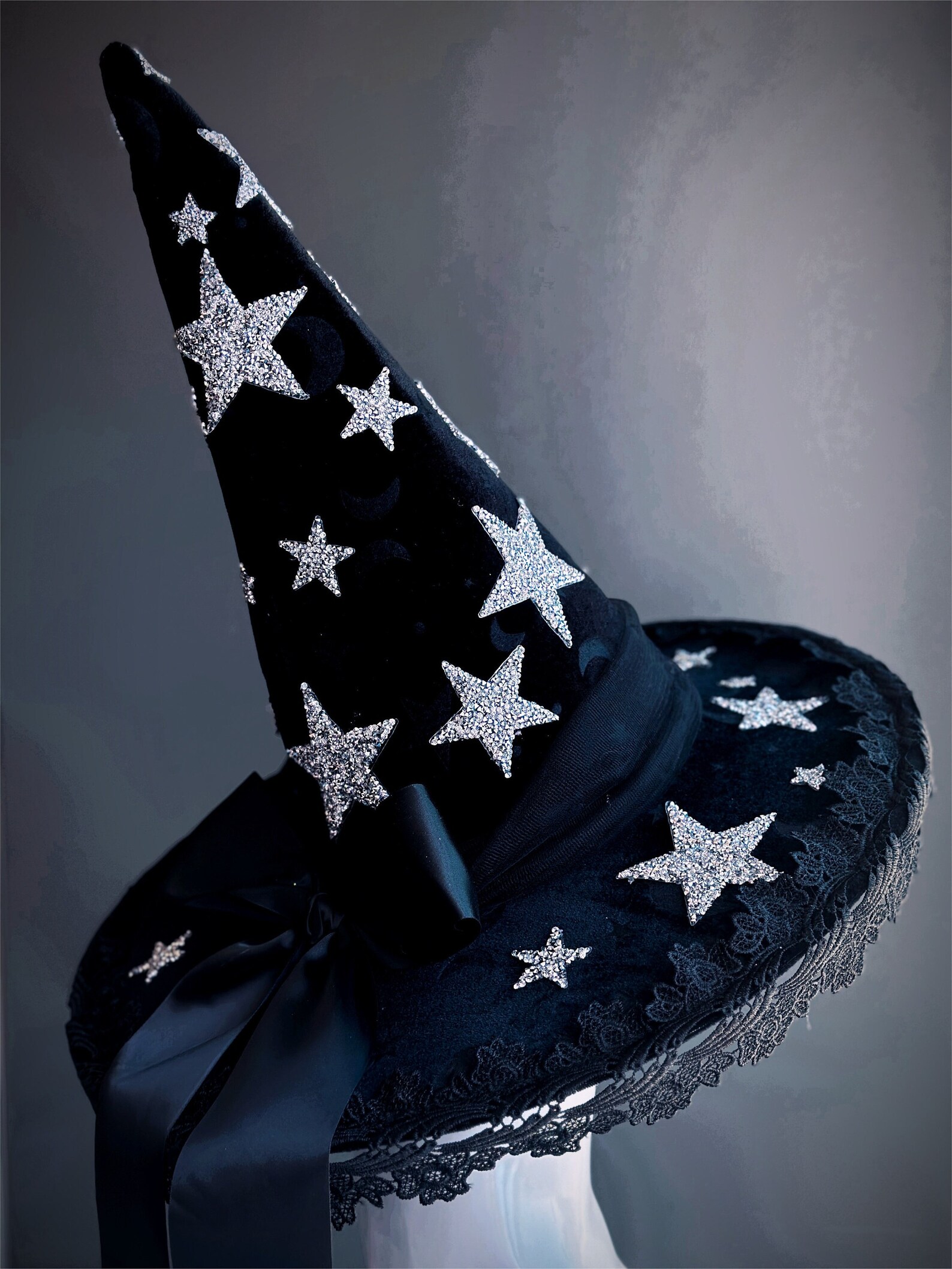 Black Witch Hat Pointy Wide Brim Star Constellation Witches of Cosmos ...
