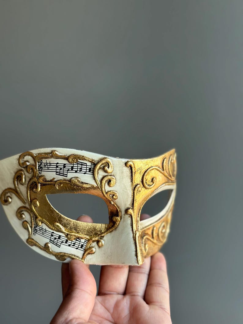 Gold Venetian Lace Musical Notes Masquerade Mask Couples Set - Etsy