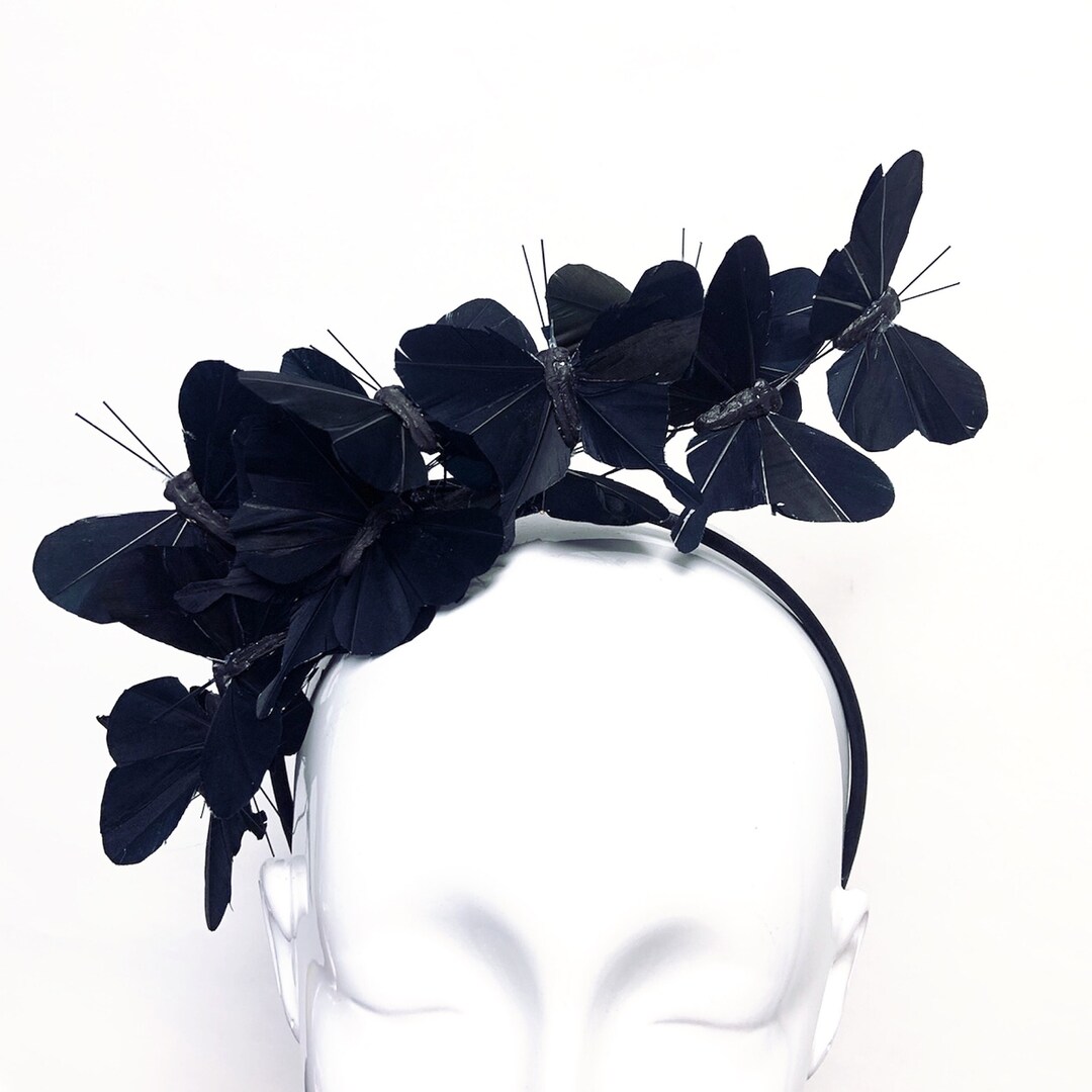 Butterfly Headband Black Butterfly Fascinator Headpiece Derby Hat Black ...