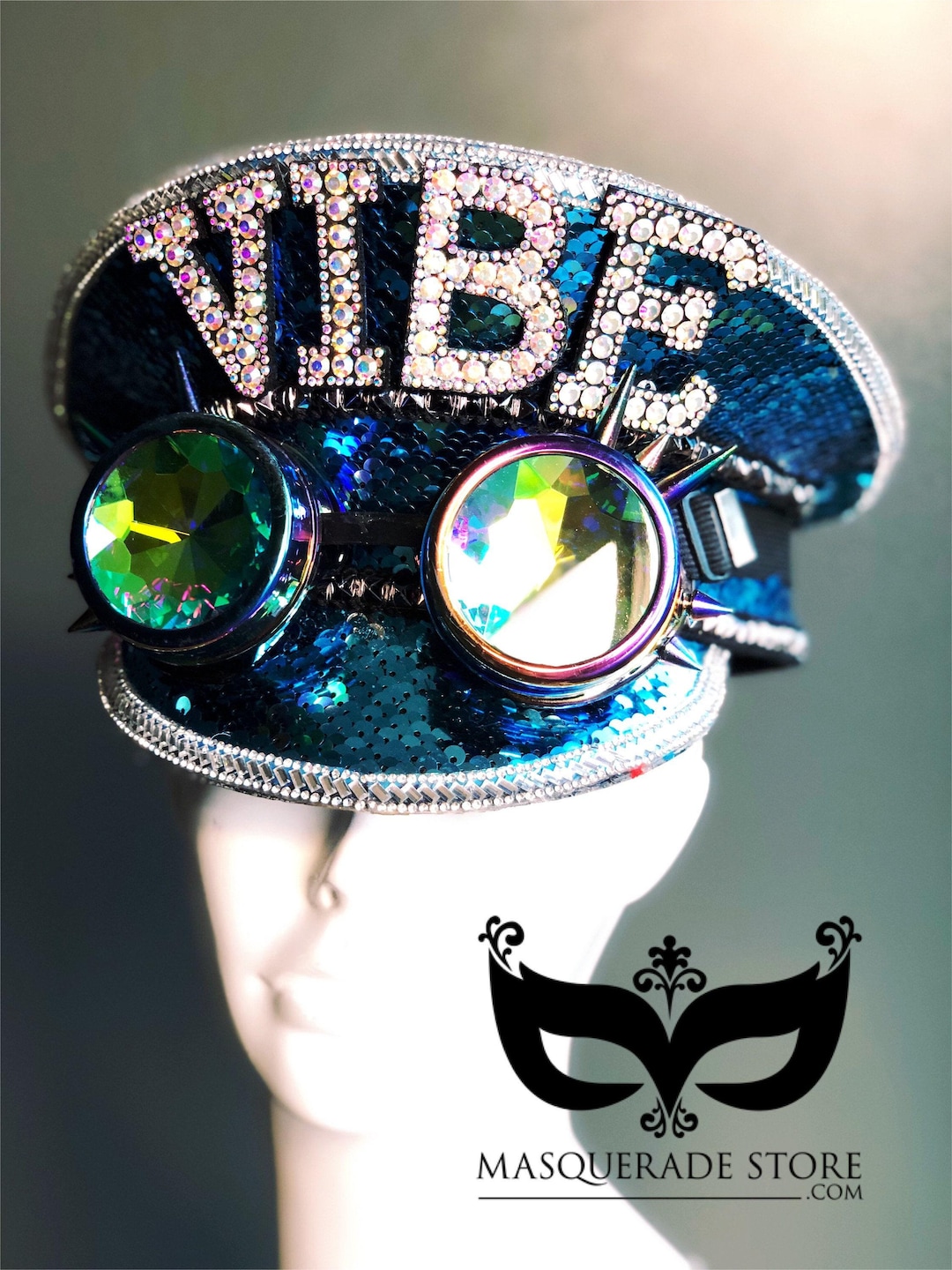 Custom Text Black Holographic Captain Hat for Birthday, Festival ...