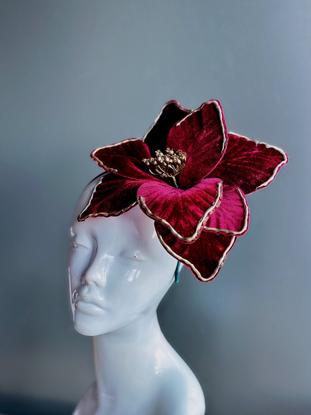 Red Poinsettia Headband | Christmas Floral Hair Accessory | Holiday ...