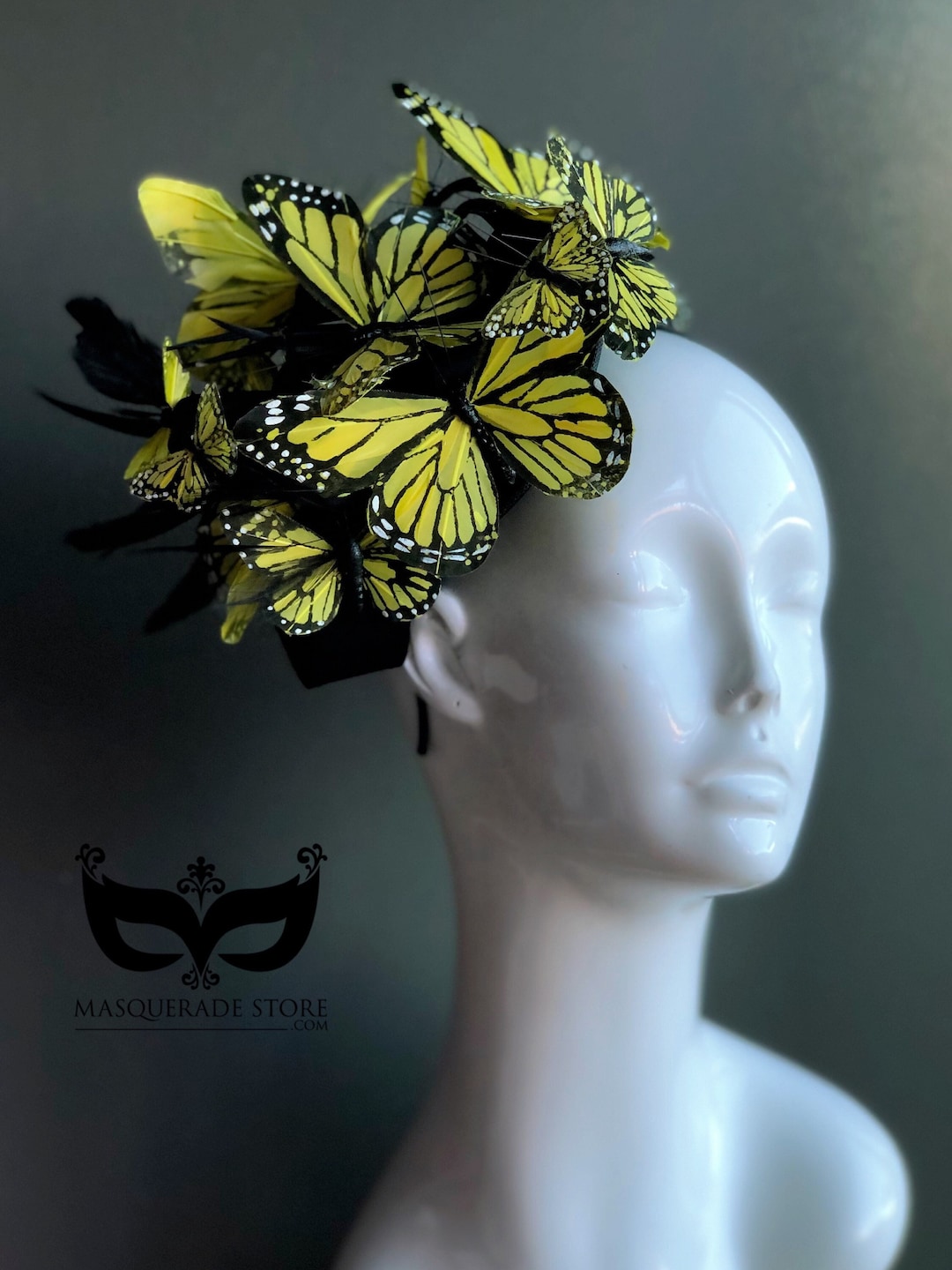 Yellow Butterfly Fascinator, Yellow Butterfly Derby Hat, Yellow ...