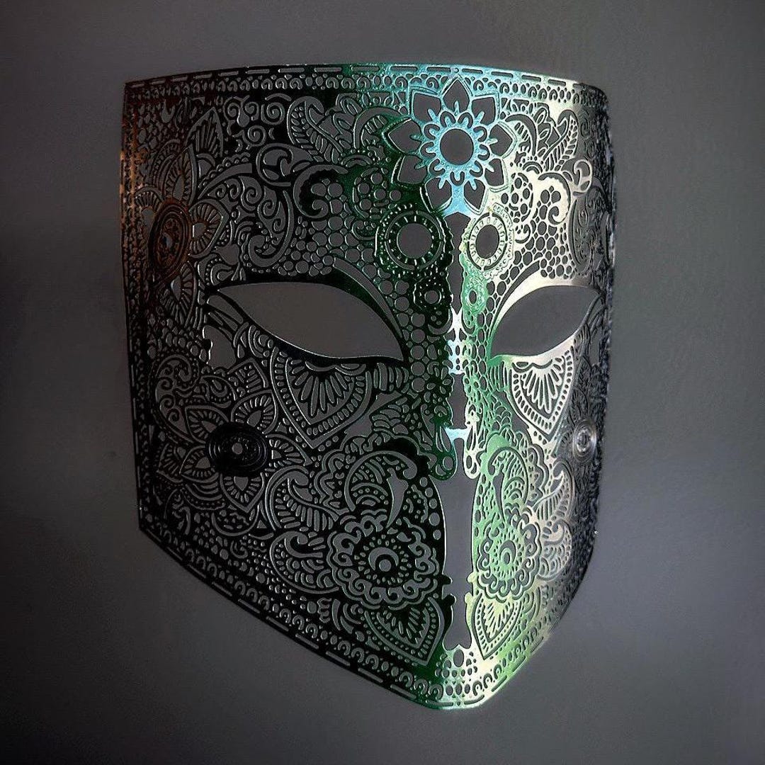 Black Green Masquerade Mask Men - Fullface Mask Emerald Green Prom Mens ...